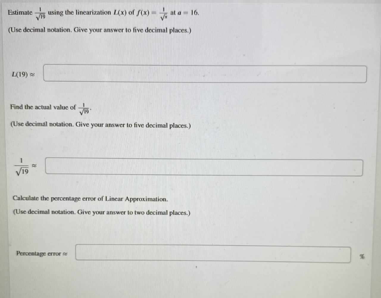Solved Estimate Vis using the linearization L(x) of S(x) = f | Chegg.com