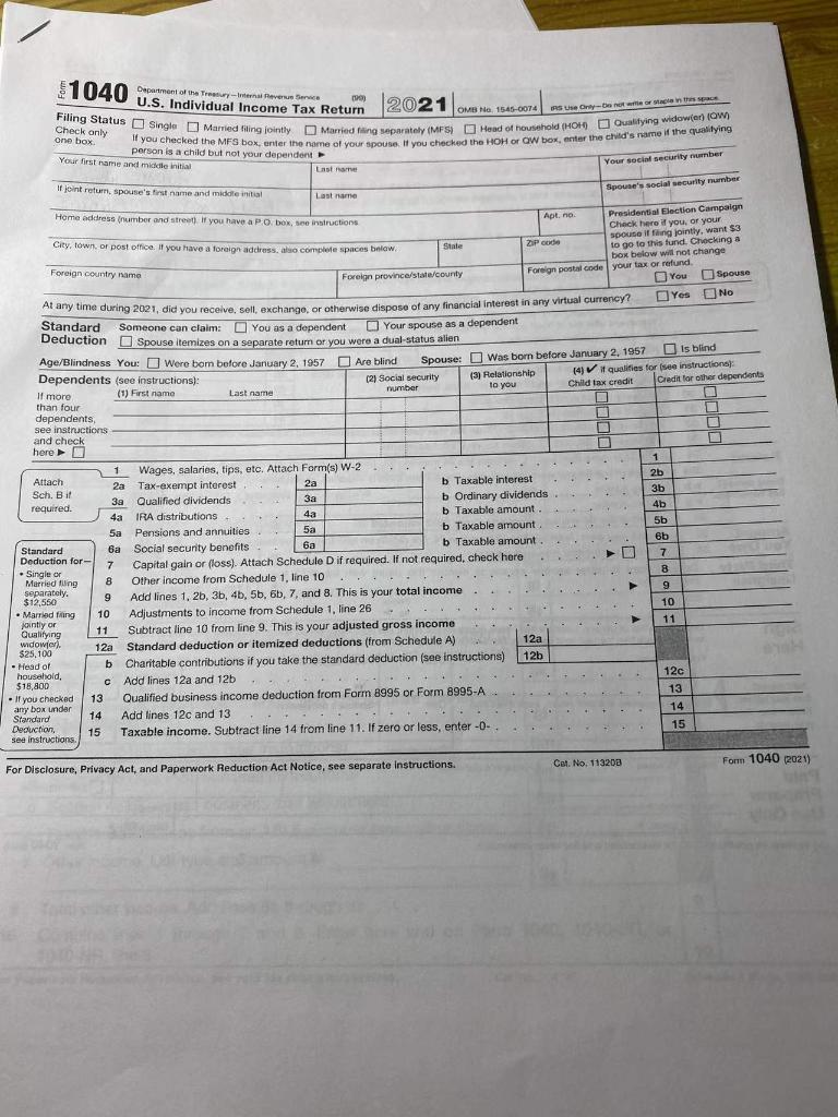 From the information below, prepare a complete tax | Chegg.com