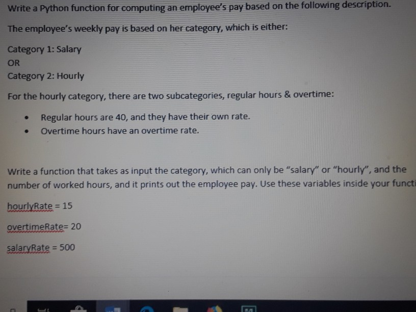 Solved Write a Python function for computing an employee's | Chegg.com