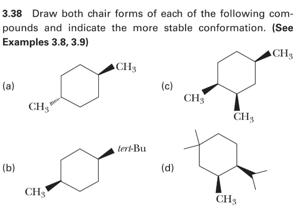 Solved 3.38 Draw both chair forms of each of the following | Chegg.com