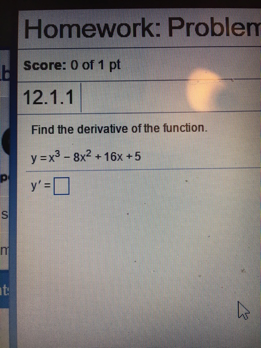 Solved Find the derivative of the function. y = x^3 - 8x^2 | Chegg.com