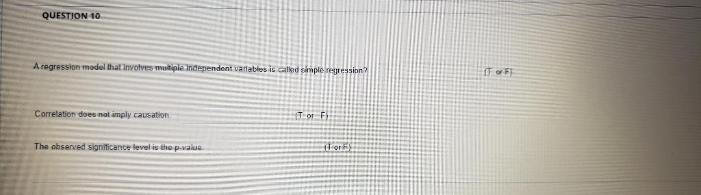 Solved A regression model that involves multiple independent | Chegg.com