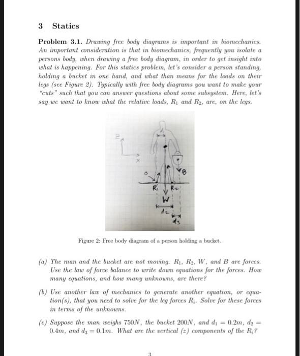 Solved 3 Statics Problem 3.1. Drawing free body diagrams is | Chegg.com