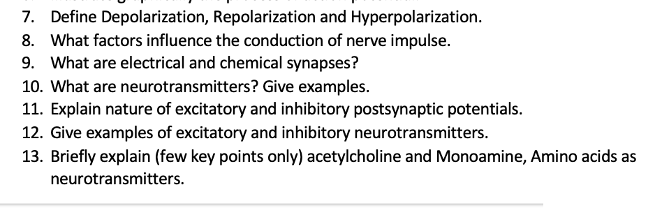 Solved 7. Define Depolarization, Repolarization and | Chegg.com