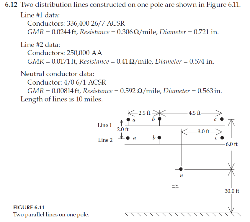 6.12 Two distribution lines constructed on one pole | Chegg.com