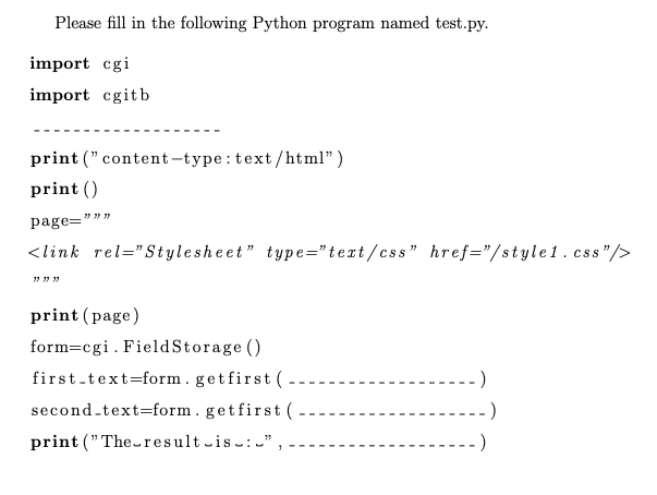 Solved 3 CGI (30 points) The following program is to let the | Chegg.com