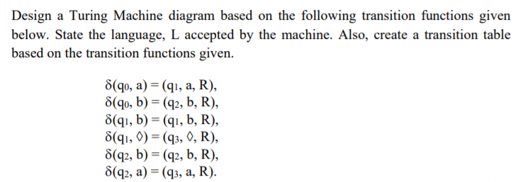 Solved Design a Turing Machine diagram based on the | Chegg.com