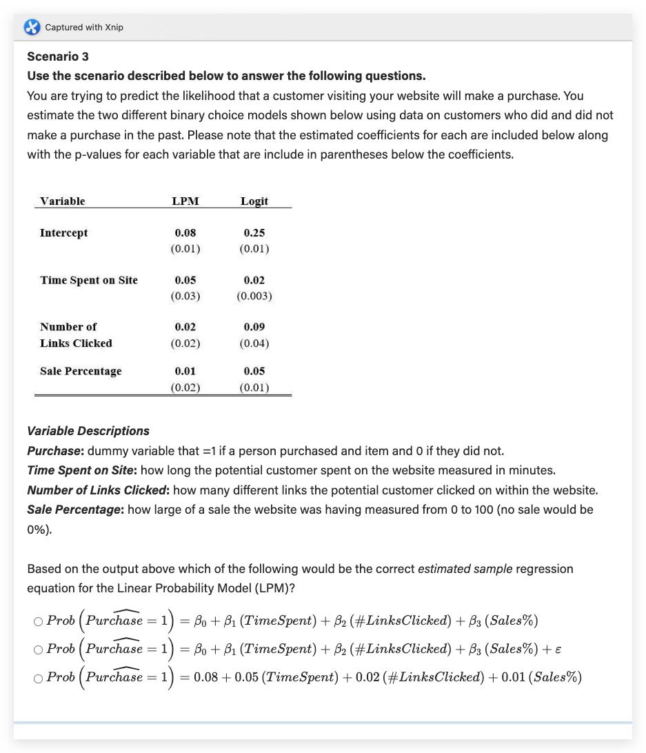 Solved Captured with Xnip Scenario 3 Use the scenario | Chegg.com