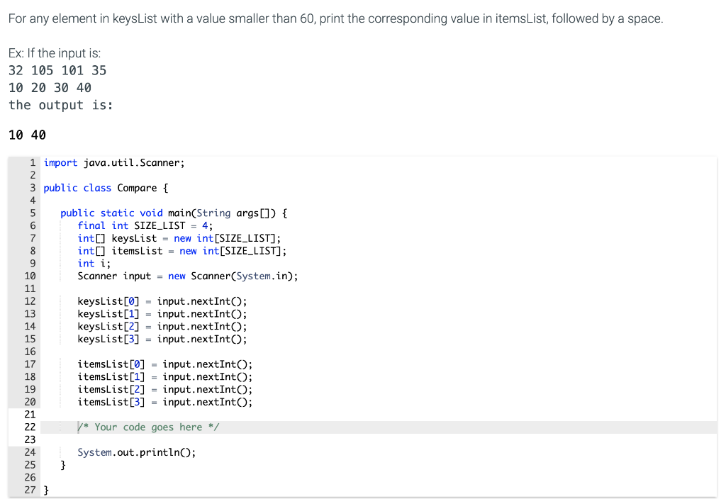 Solved For any element in keysList with a value smaller than | Chegg.com