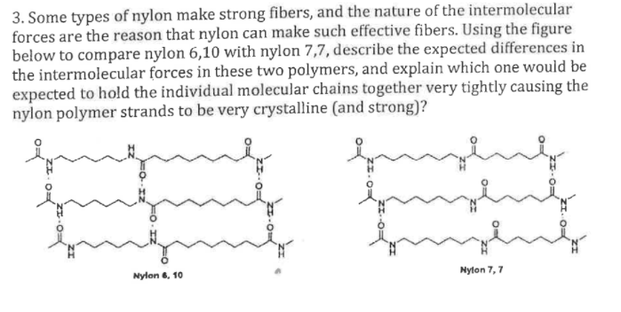 Solved 3. Some types of nylon make strong fibers, and the | Chegg.com