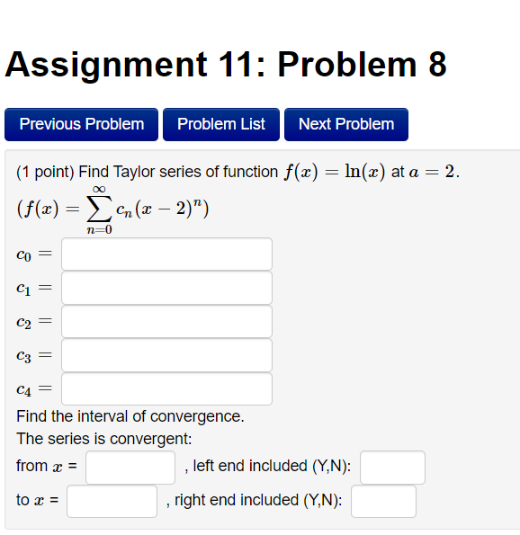 Solved Assignment 11: Problem 8 Previous Problem Problem | Chegg.com Solved Assignment 11: Problem 8 Previous Problem Problem | Chegg.com