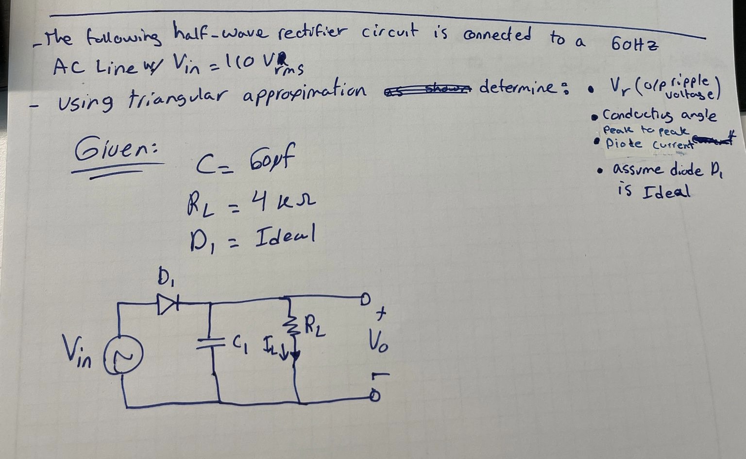 Solved -The following half-wave rectifier circuit is | Chegg.com