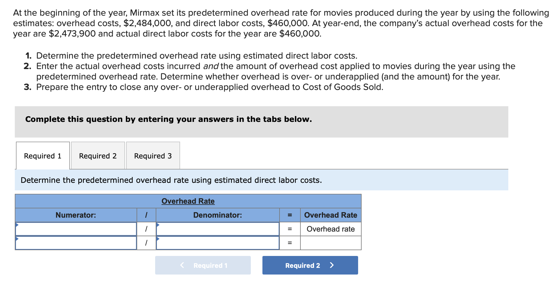 Solved At the beginning of the year, Mirmax set its | Chegg.com