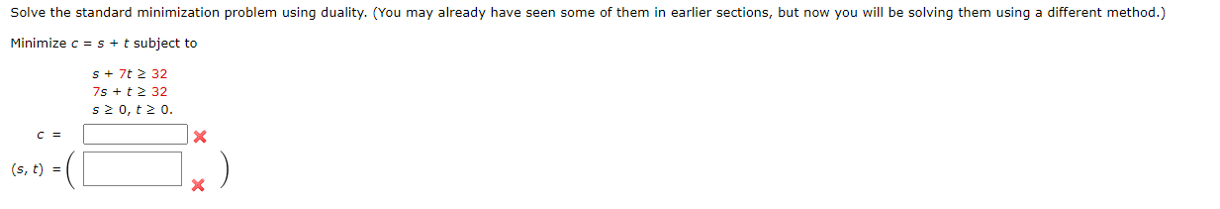 Solved Solve the standard minimization problem using | Chegg.com