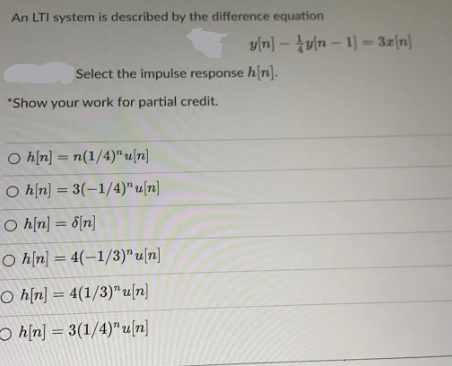 Solved An LTI system is described by the difference equation | Chegg.com
