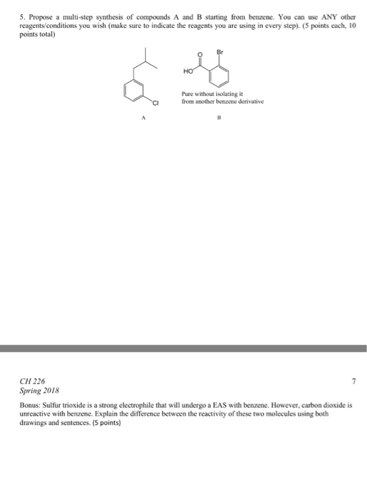 Solved 5. Propose a multi-step synthesis of compounds A and | Chegg.com
