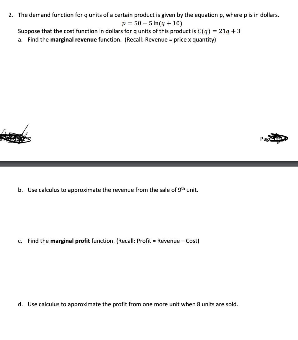Solved 2. The demand function for q units of a certain | Chegg.com