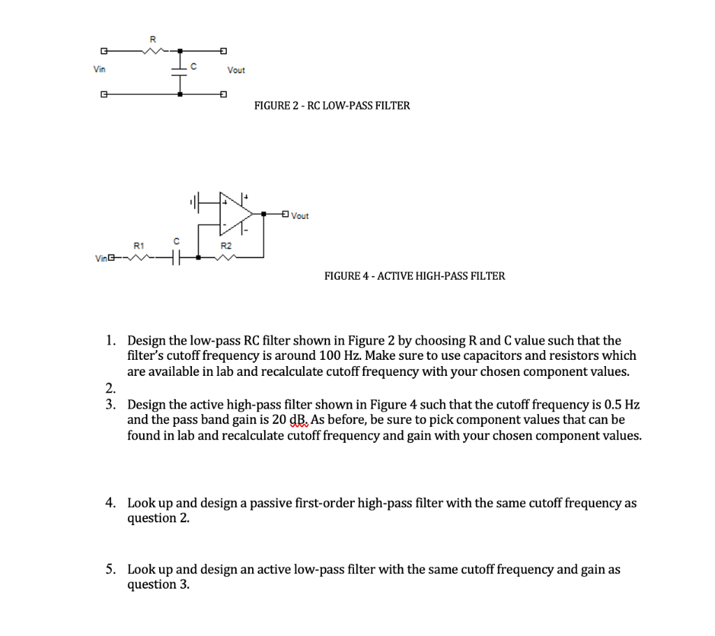 Solved G :- Vin с Vout E a FIGURE 2 - RC LOW-PASS FILTER | Chegg.com