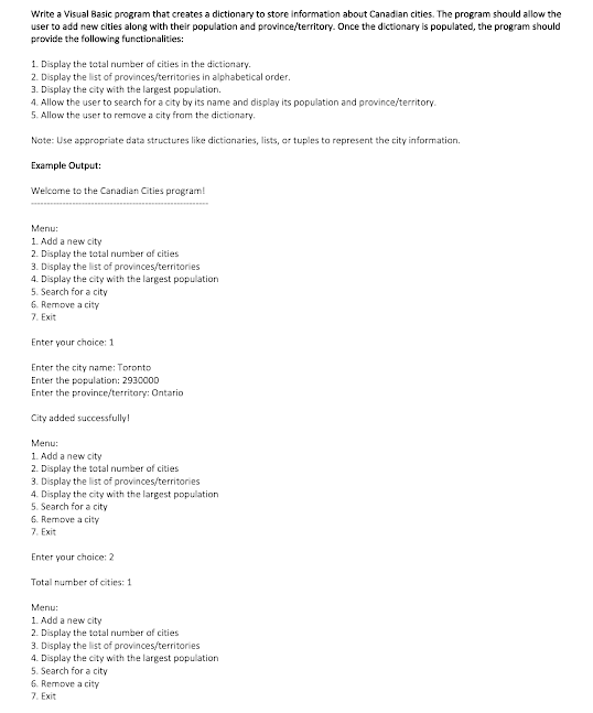 Solved Write A Visual Basic Program That Creates A