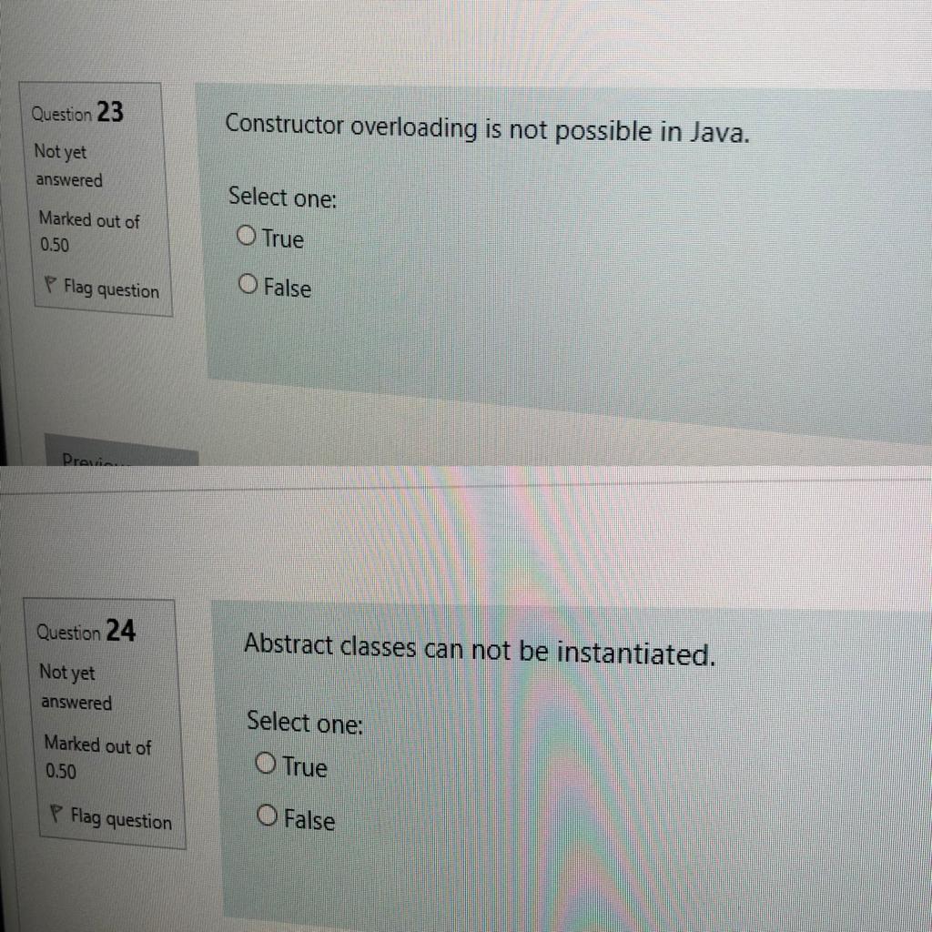 Solved Question 23 Constructor overloading is not possible | Chegg.com