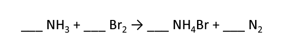 Solved _NH3+…Br2→…NH4Br+…N2…NH4NO3→…N2+…H2O+…O2…PCl5+…AsF3→… | Chegg.com