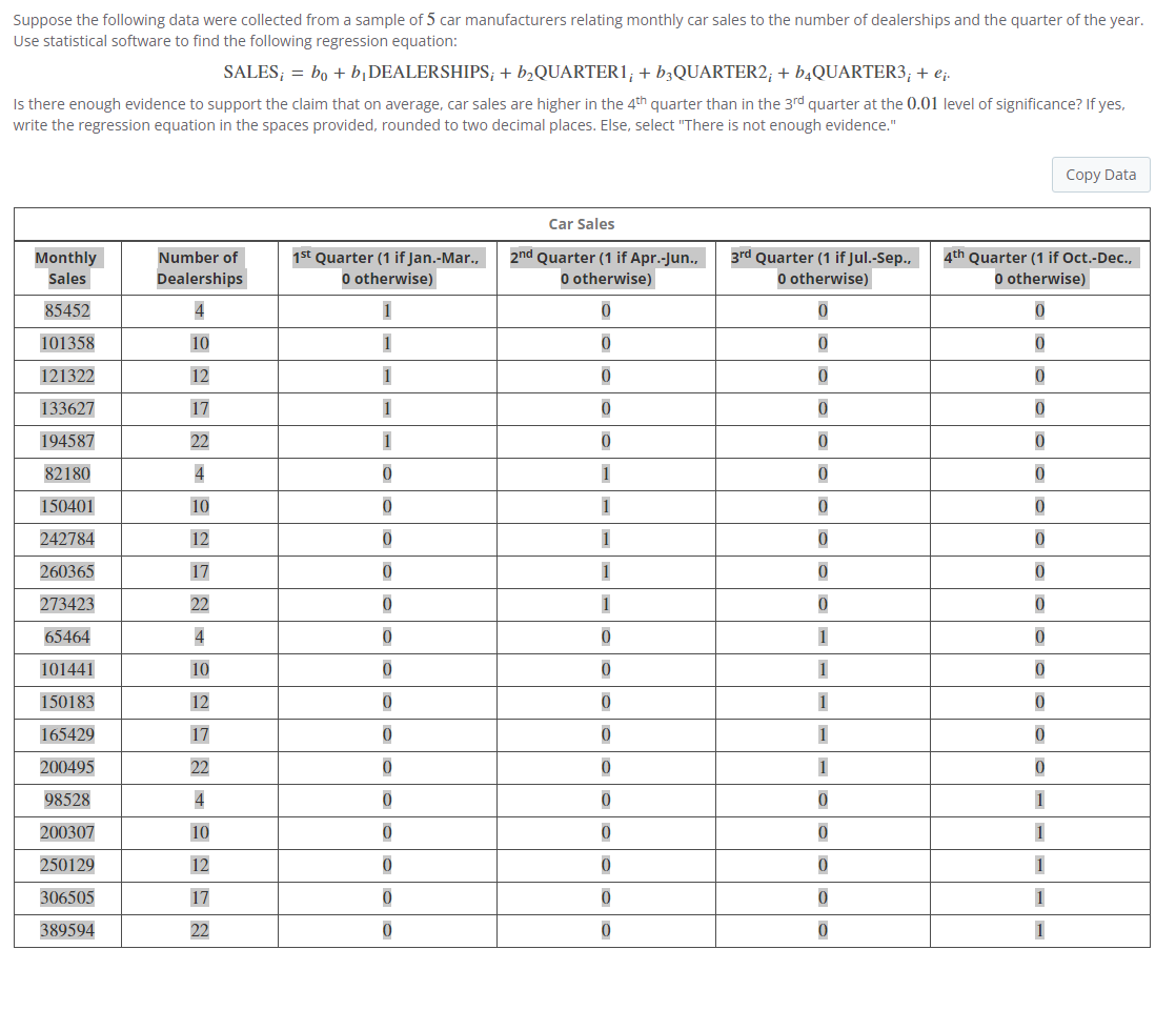 Solved Suppose the following data were collected from a | Chegg.com