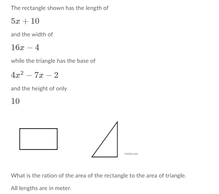 Solved The rectangle shown has the length of 5x + 10 and the | Chegg.com