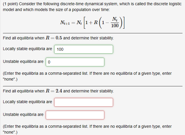 Solved (1 point) Consider the following discrete-time | Chegg.com