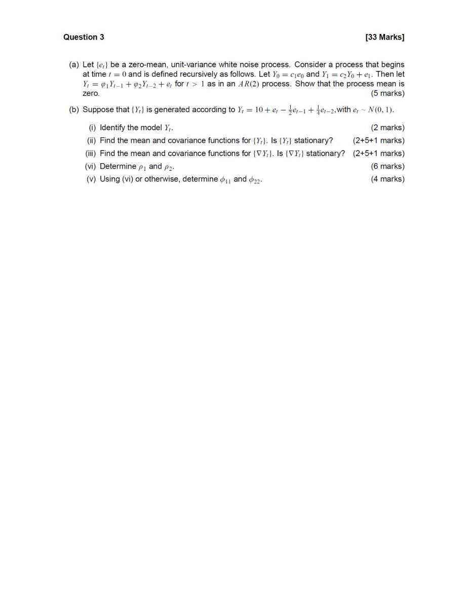 Solved (a) Let {et} be a zero-mean, unit-variance white | Chegg.com