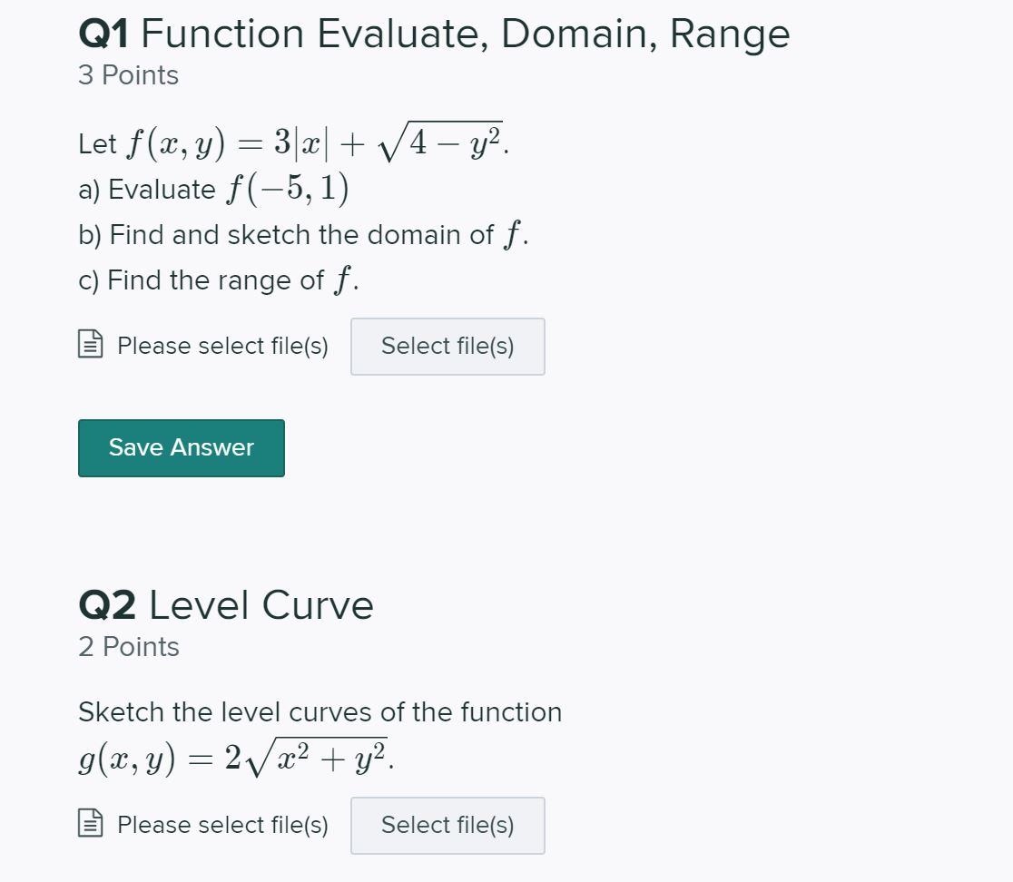 Solved Q1 Function Evaluate, Domain, Range 3 Points Let | Chegg.com