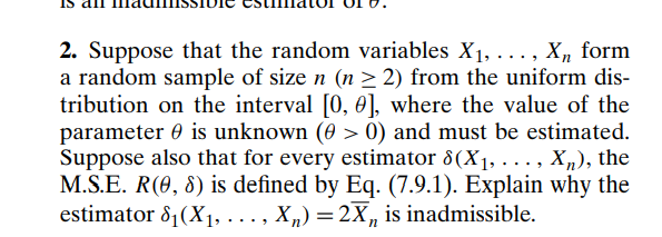 Solved 2. Suppose that the random variables X1, ..., X, form | Chegg.com