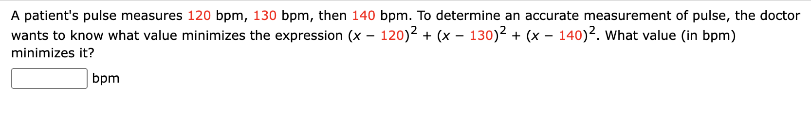 Solved A patient's pulse measures 120 bpm, 130 bpm, then 140 | Chegg.com