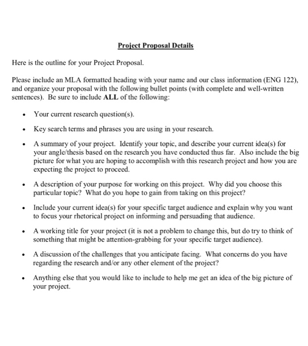 Project Proposal Details Here is the outline for your | Chegg.com
