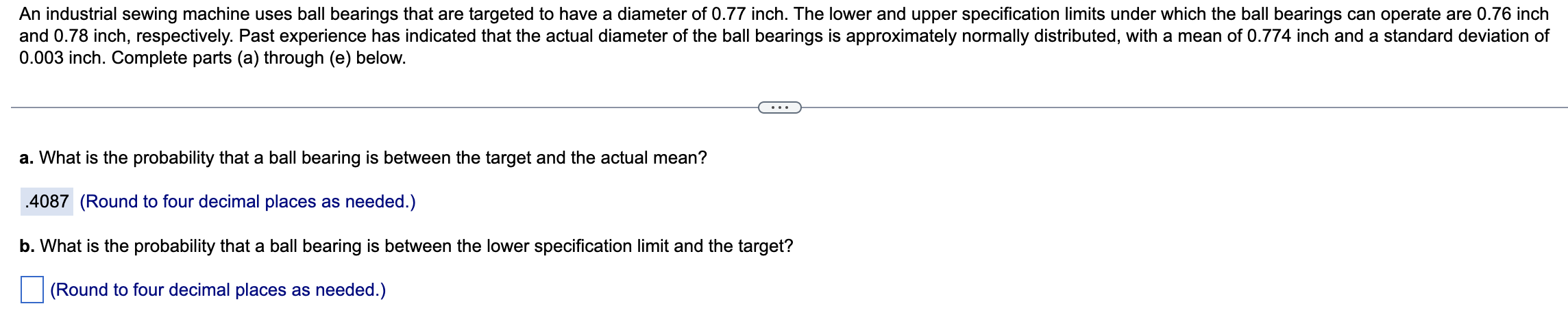 Solved c. above the upper specification limit?d. below the | Chegg.com