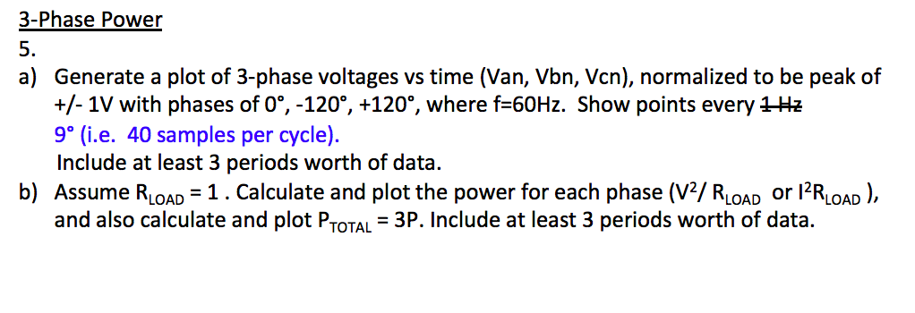 Solved 3-Phase Power 5. a) Generate a plot of 3-phase | Chegg.com