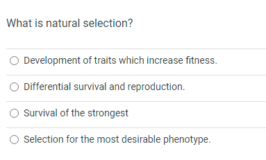 Solved What is natural selection? Development of traits | Chegg.com