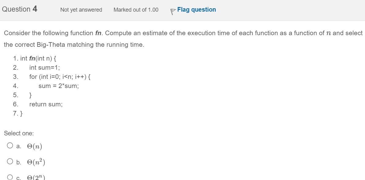Solved Consider the following function fn. Compute an | Chegg.com