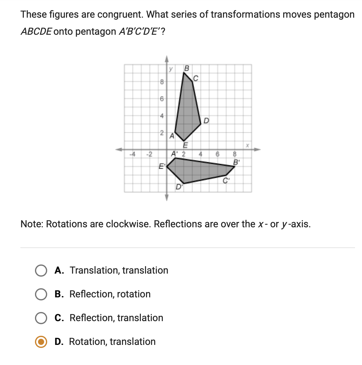Solved These figures are congruent. What series of | Chegg.com