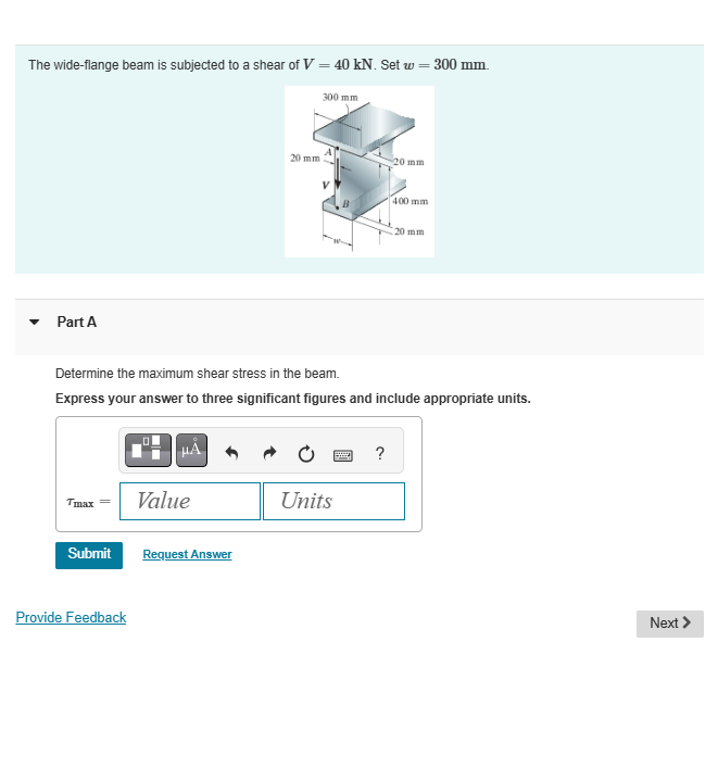 Solved The wide-flange beam is subjected to a shear of \( | Chegg.com