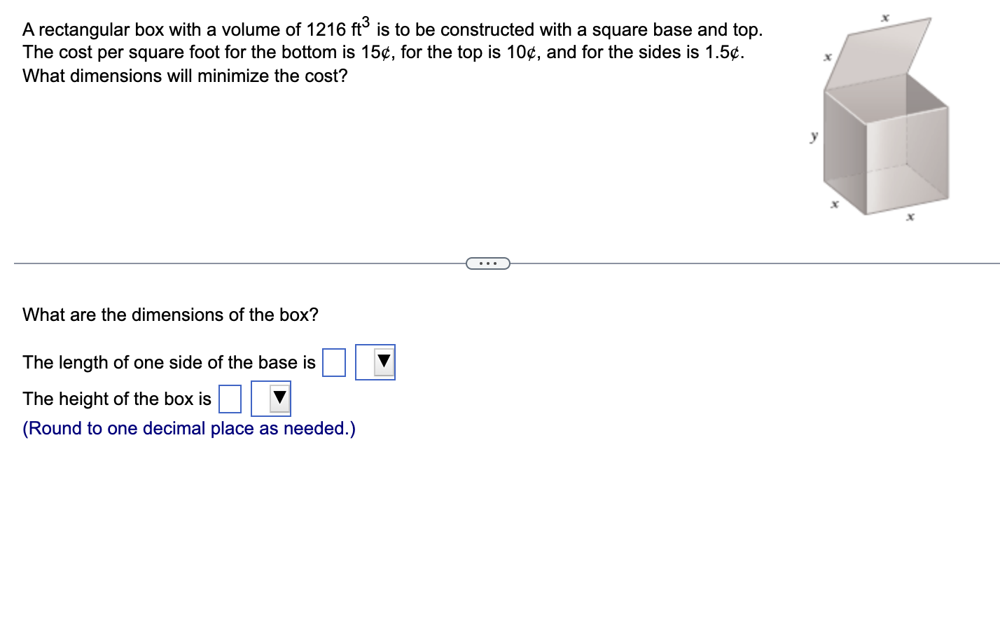Solved A rectangular box with a volume of 1216ft3 is to be | Chegg.com