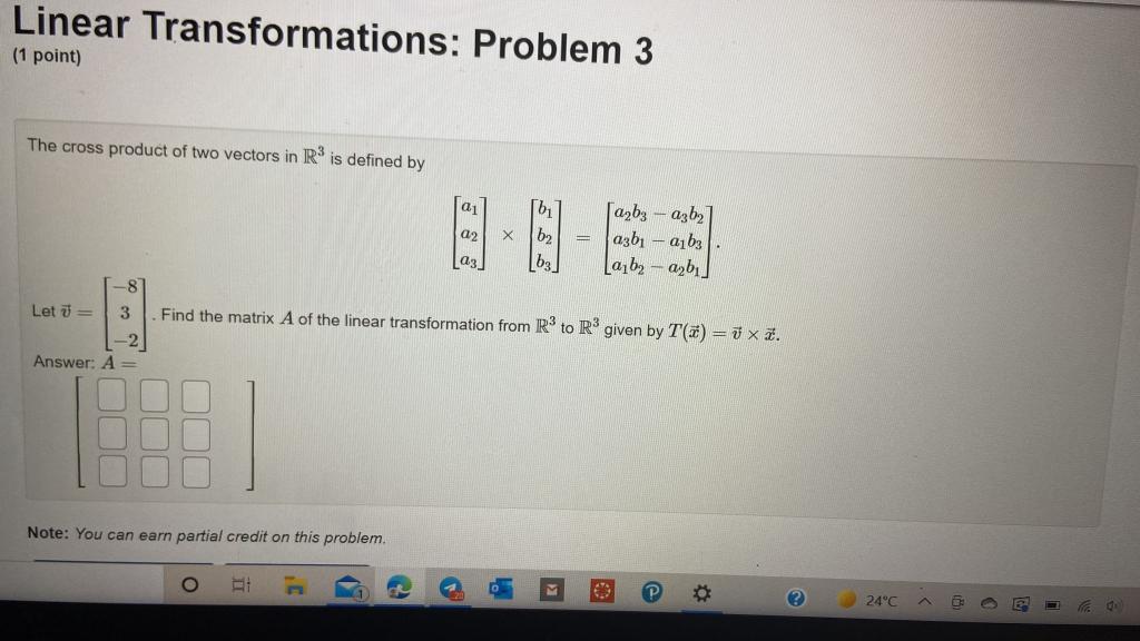 Solved The cross product of two vectors in R3 is | Chegg.com
