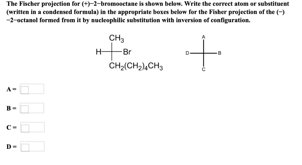 Solved The Fischer projection for (+)-2-bromooctane is shown | Chegg.com