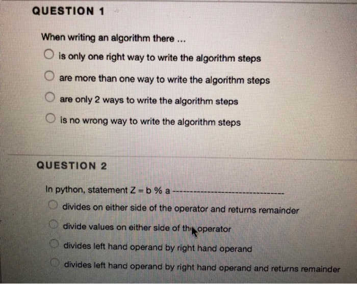 Solved QUESTION 1 When writing an algorithm there... O is | Chegg.com