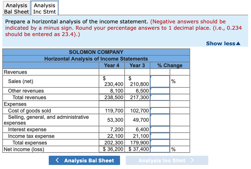 Solved Prepare a horizontal analysis of both the balance | Chegg.com
