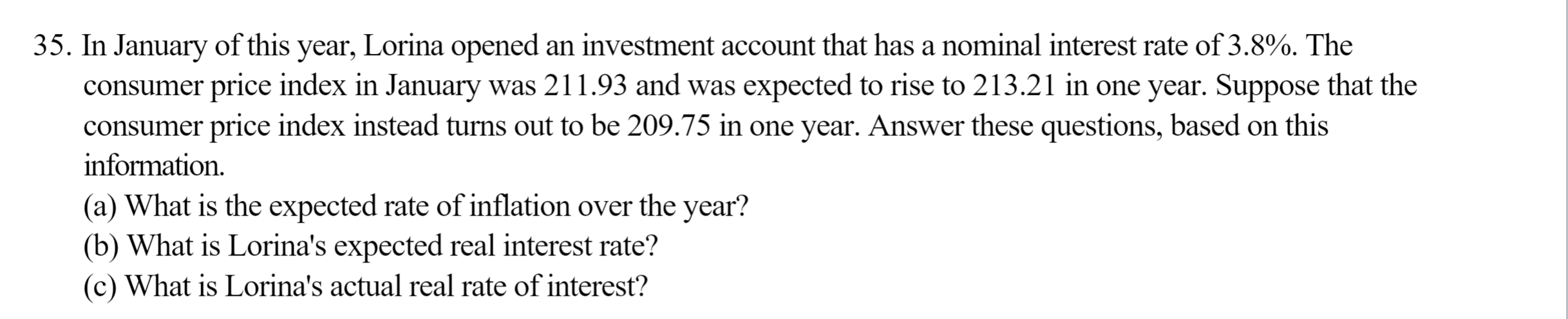 Solved what is the expected rate of inflation over the year | Chegg.com
