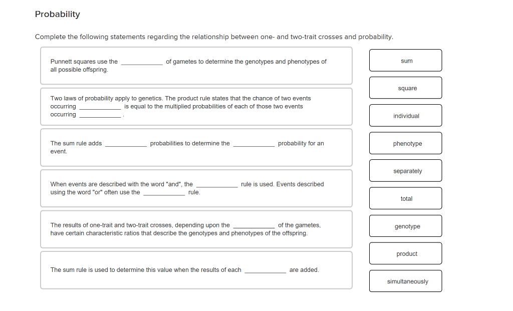 Solved Probability Complete the following statements | Chegg.com