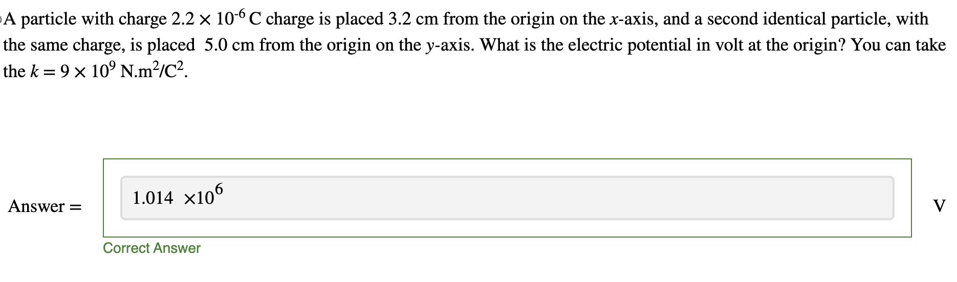 A particle with charge 2.2×10-6C ﻿charge is placed | Chegg.com