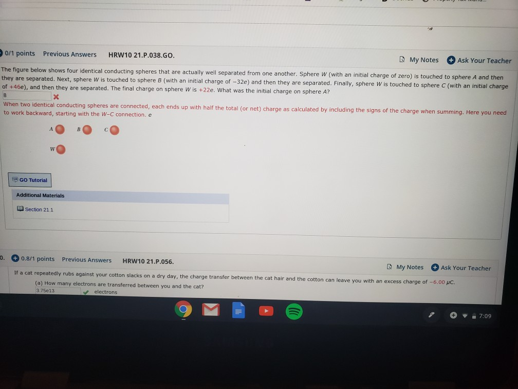 Solved 0/1 points Previous Answers HRW10 21.P.038.GO. My | Chegg.com