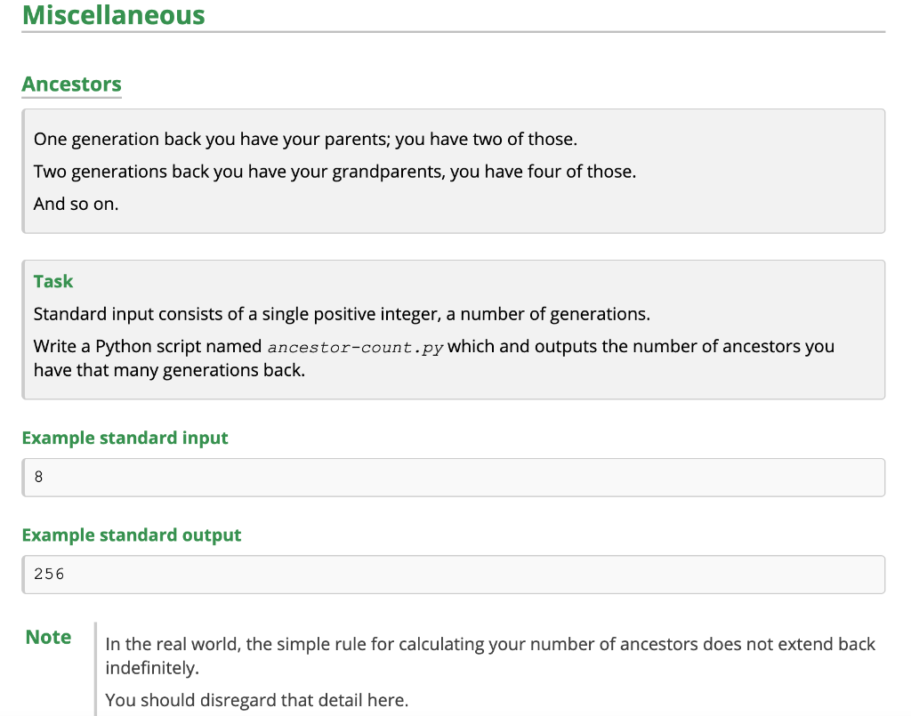 Solved Miscellaneous Ancestors One generation back you have | Chegg.com