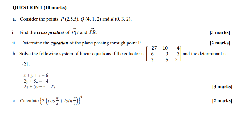 Solved a. Consider the points, P(2,5,5),Q(4,1,2) and | Chegg.com